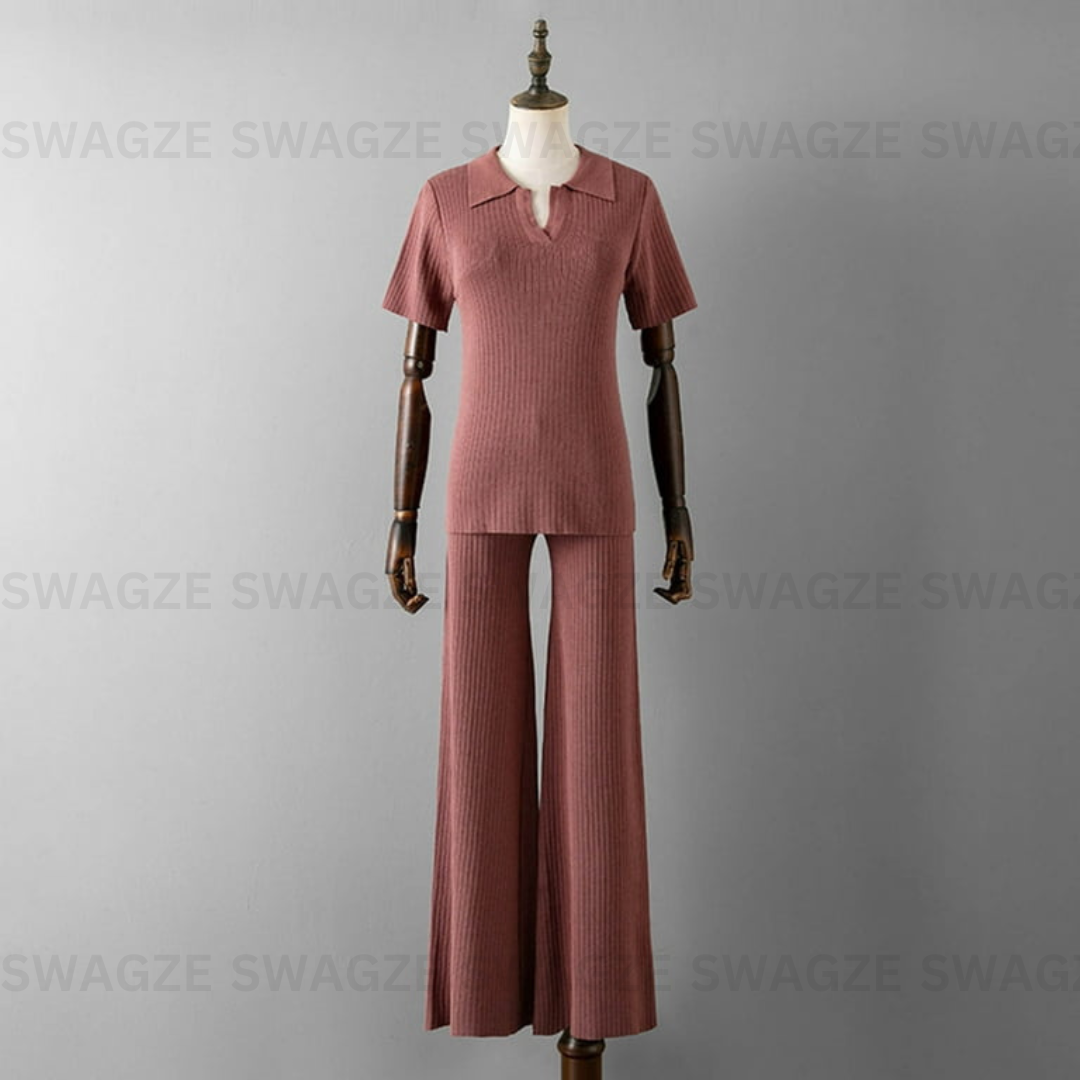 Rosewood Ribbed Co-Ord Set – Swagze